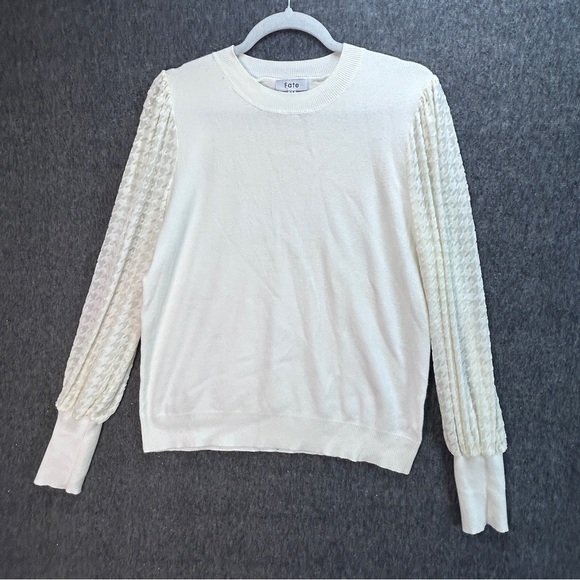 Fate | Tops | Fate Sweater Womens Medium Ivory Sheer Houndstooth ...